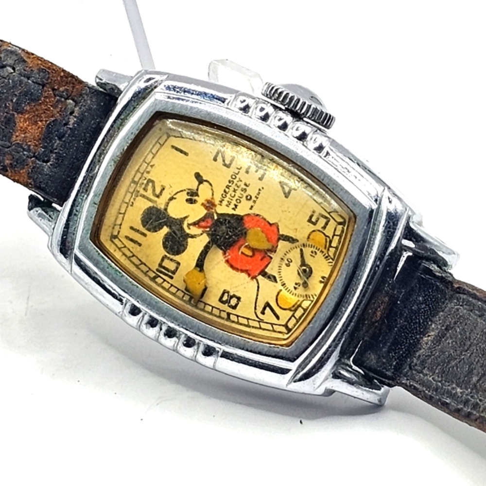 Rare 1937 Ingersoll Mickey Mouse Rectangular Girls Wr… - Gem